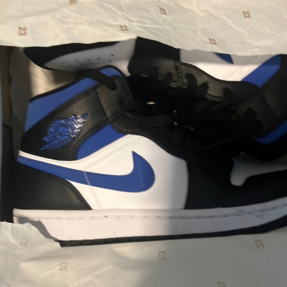 Jordan | Shoes | Jordan Mid White Black Racer Blue | Poshmark